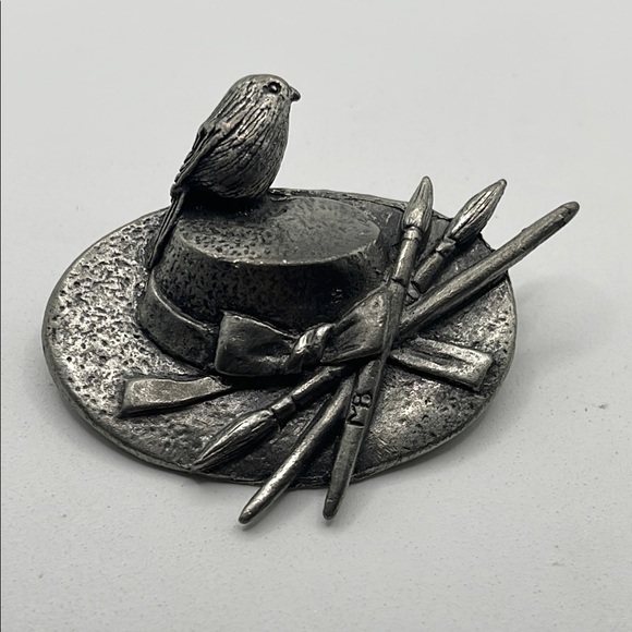 Jewelry | Marjolein Bastin Signed Artist Hat Pin Pewter Tone Bird ...